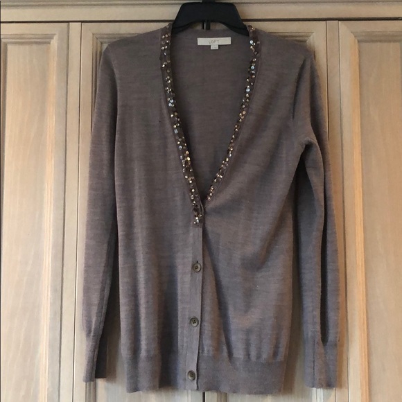 LOFT | Sweaters | Loft Mocha Button Down Sweater With Sparkle | Poshmark